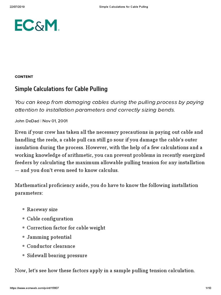 Simple Calculations For Cable Pulling | Download Free PDF | Mechanical ...