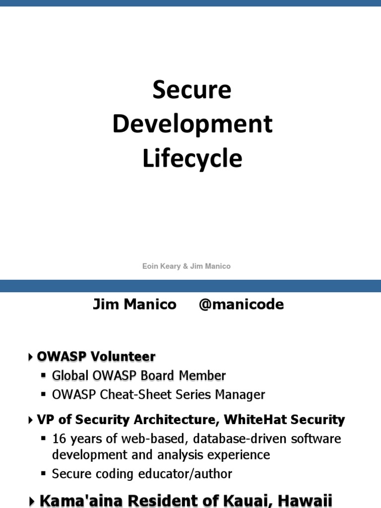 Jim Manico (Hamburg) - Securiing The SDLC PDF | PDF | Information Security | Software Development
