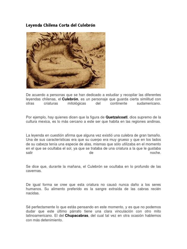 Leyenda Chilena Corta Del Culebrón | PDF