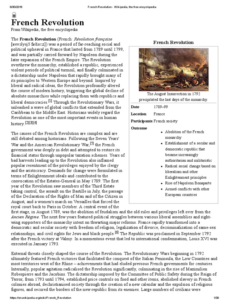 French Revolution - Wikipedia, The Free Encyclopedia | PDF | French ...