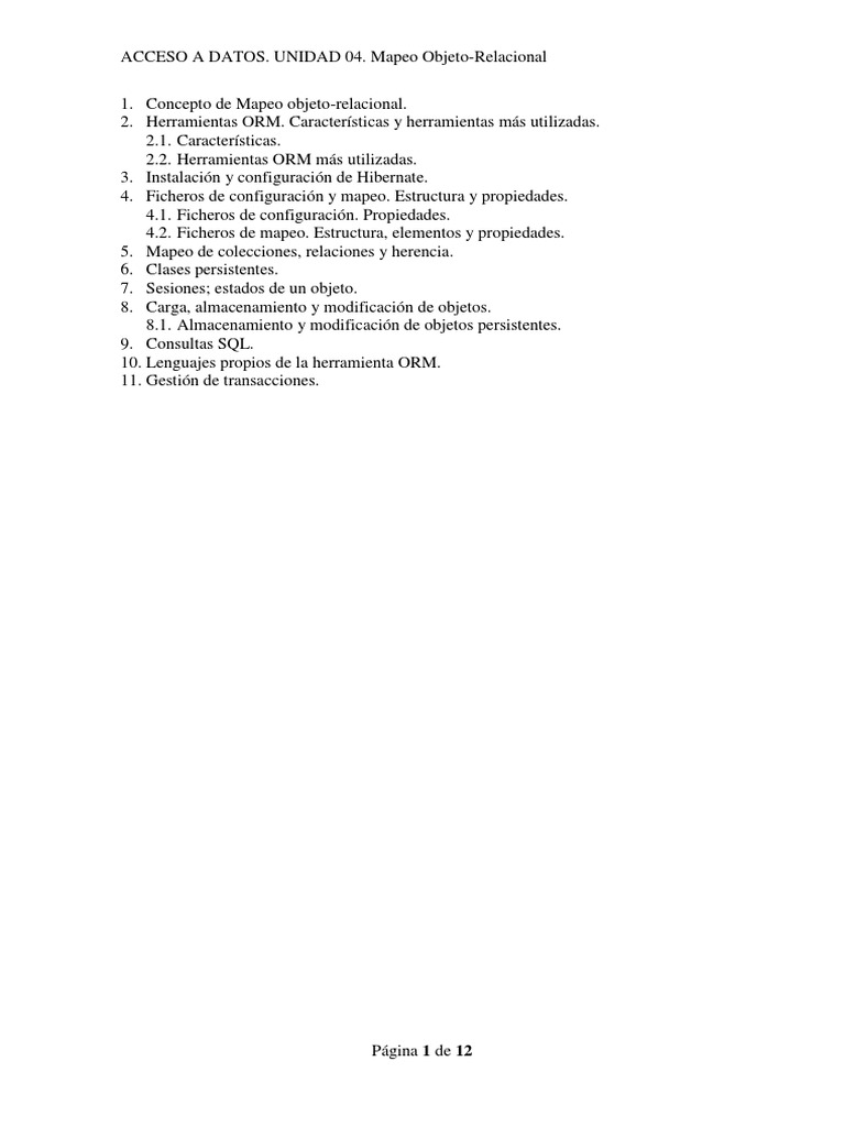 Mapeo Objeto-Relacional y Herramientas ORM | PDF | Mapeo Relacional de ...