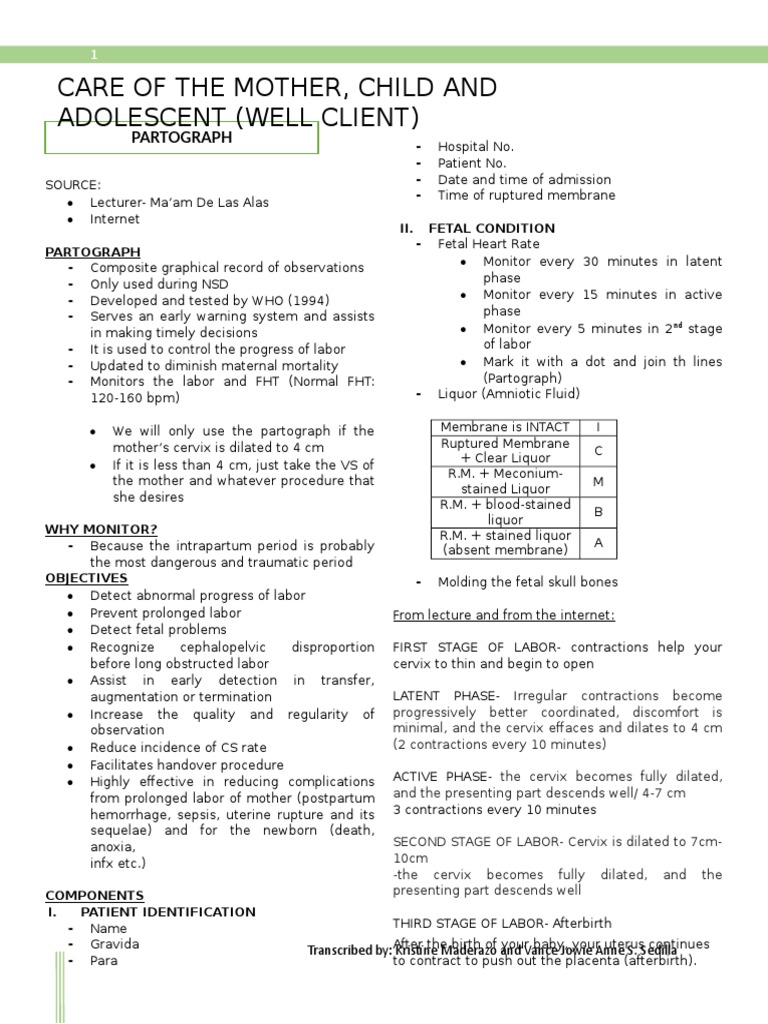 MCN Partograph | PDF | Childbirth | Midwifery