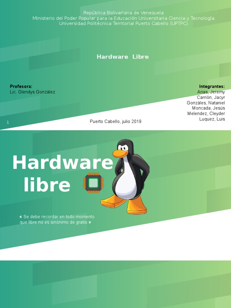 Hardware Libre Diapositivas :) | PDF | Software libre | Hardware de la computadora