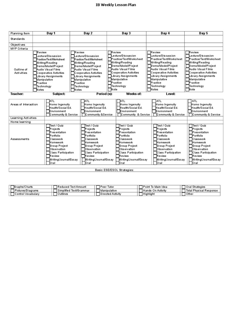 IB Lesson Plan Template | PDF | Homework | Educational Psychology