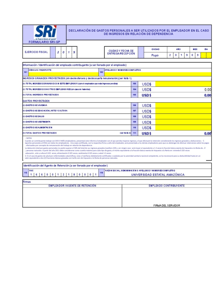 Formulario SRI - GP | Descargar gratis PDF | Impuesto sobre la renta ...