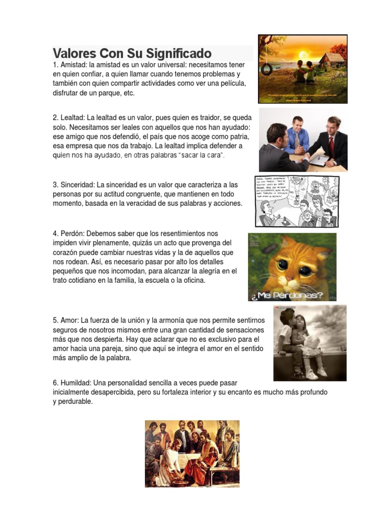 50 Valores Con Su Significado | PDF | Felicidad | Amor
