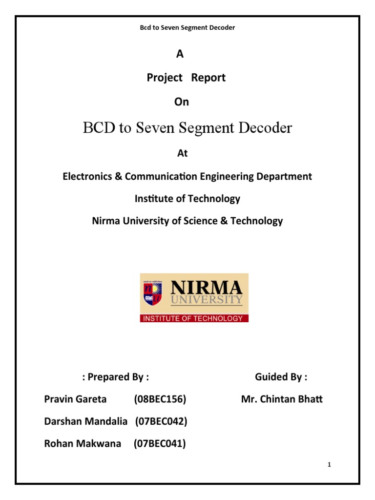 BCD To 7 Segment Display Project | PDF | Cathode | Binary Coded Decimal