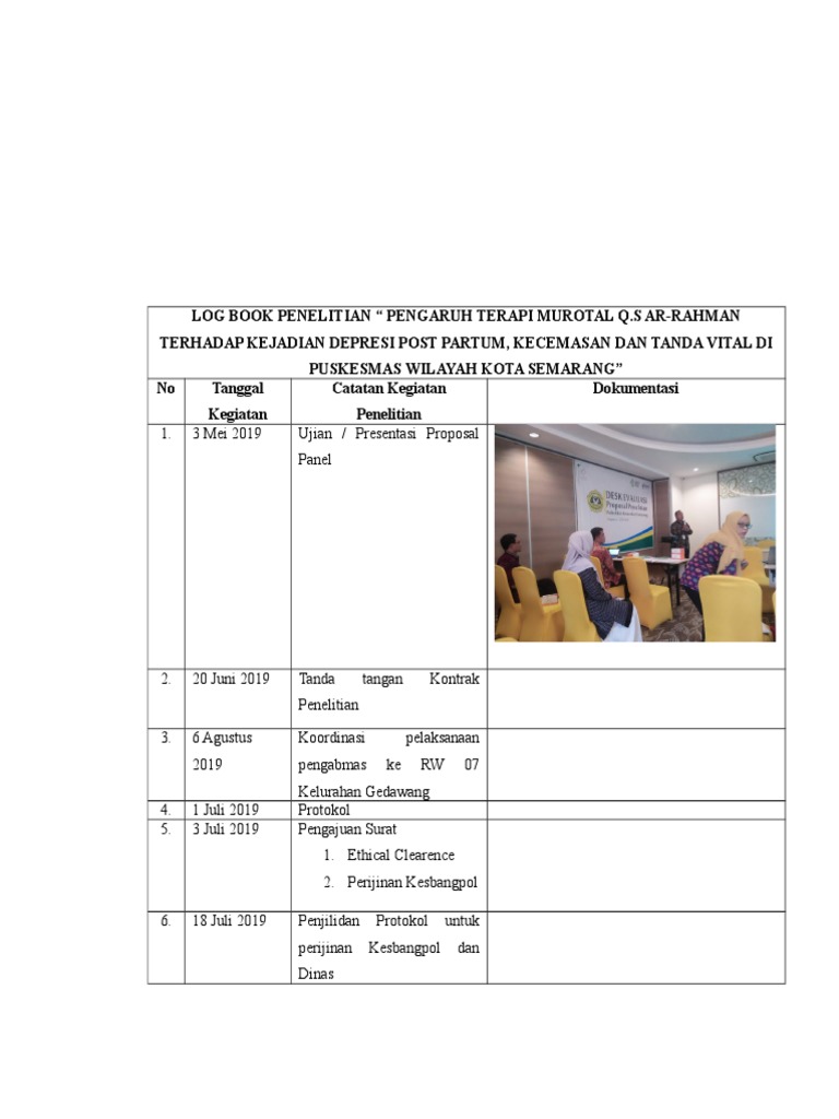 Log Book Penelitian Bu El 24-9 | PDF