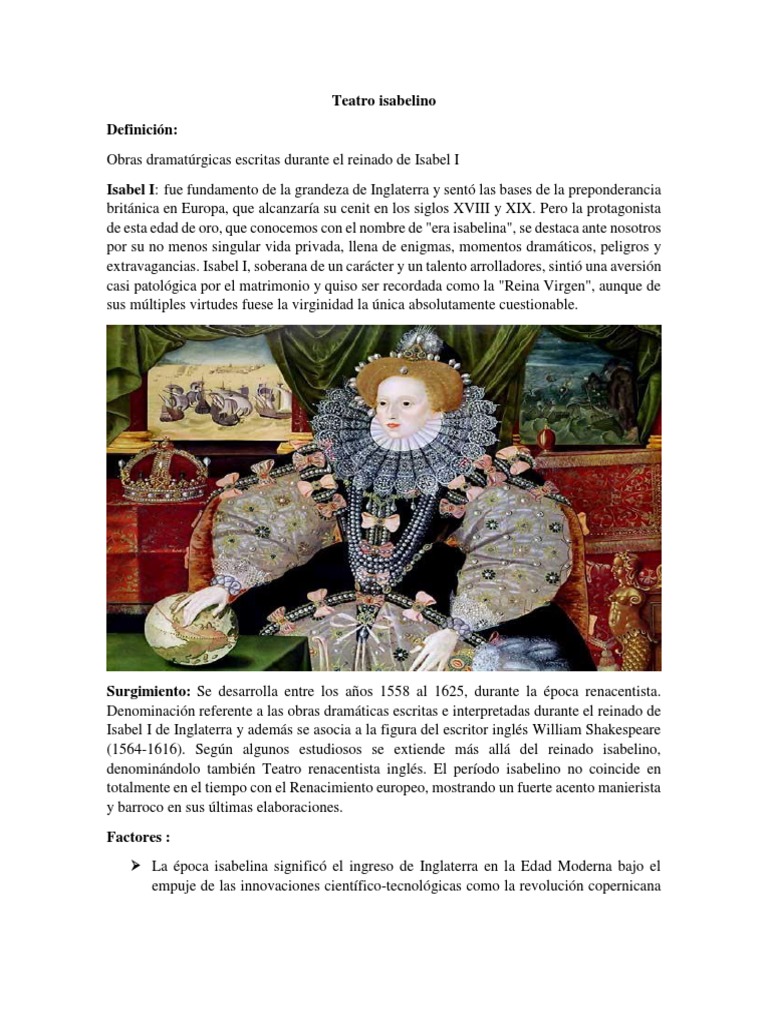 El Teatro Isabelino | PDF | Era isabelina | William Shakespeare