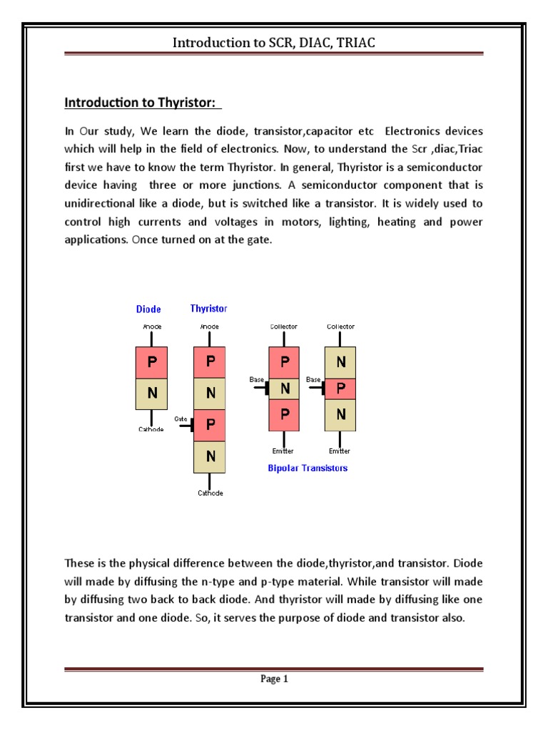 Understanding SCR, DIAC, and TRIAC | PDF | Diode | P–N Junction