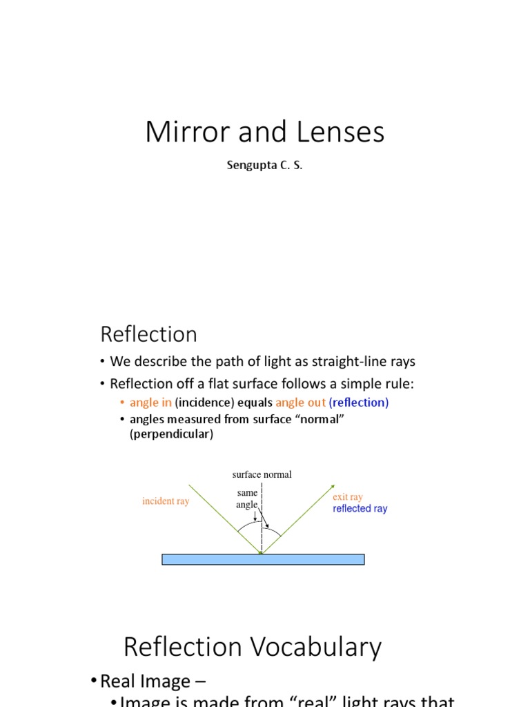 Mirror and Lenses | PDF | Reflection (Physics) | Mirror