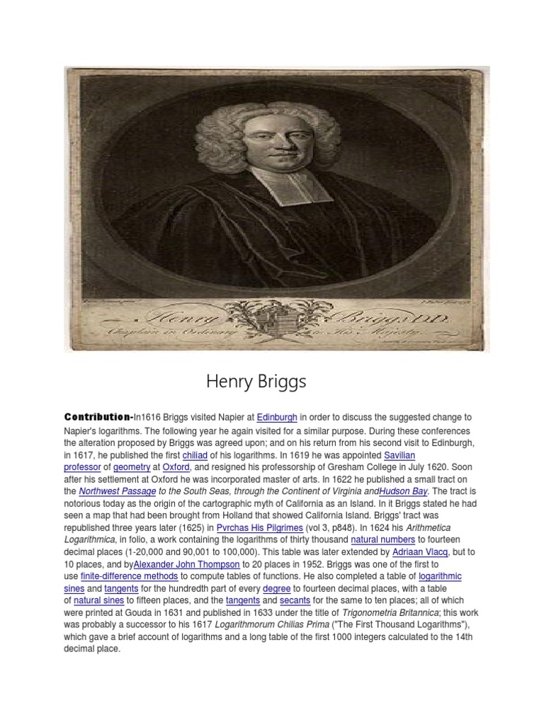 Henry Briggs: Contribution | PDF | Teaching Mathematics | Science