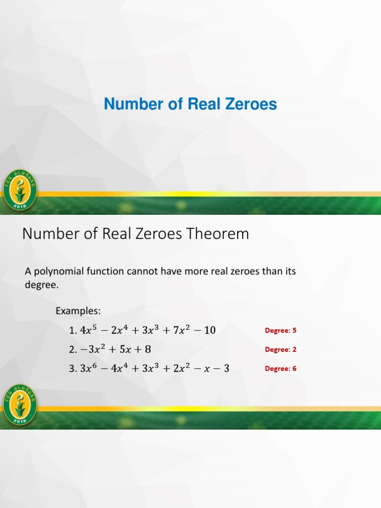 Descartes' Rule of Signs, Rational Zero Test | PDF | Polynomial | Zero ...