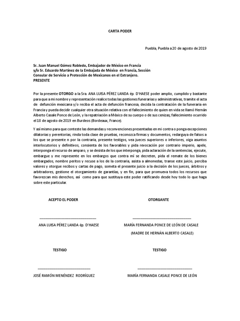 Formato Carta Poder | México | Justicia