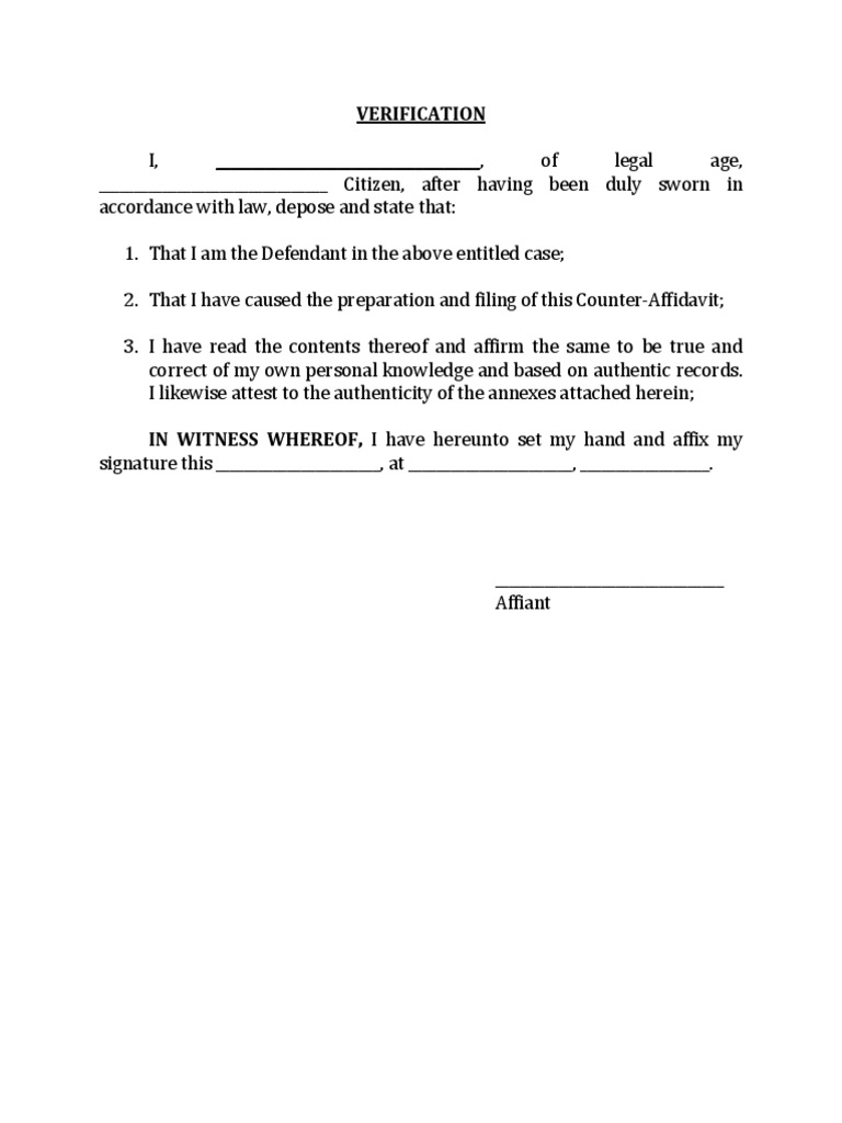 Sample Verification Affidavit | PDF