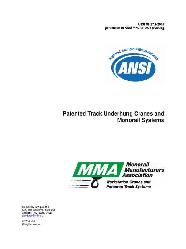 Ansi MH27.1 | PDF | Crane (Machine) | Electric Motor