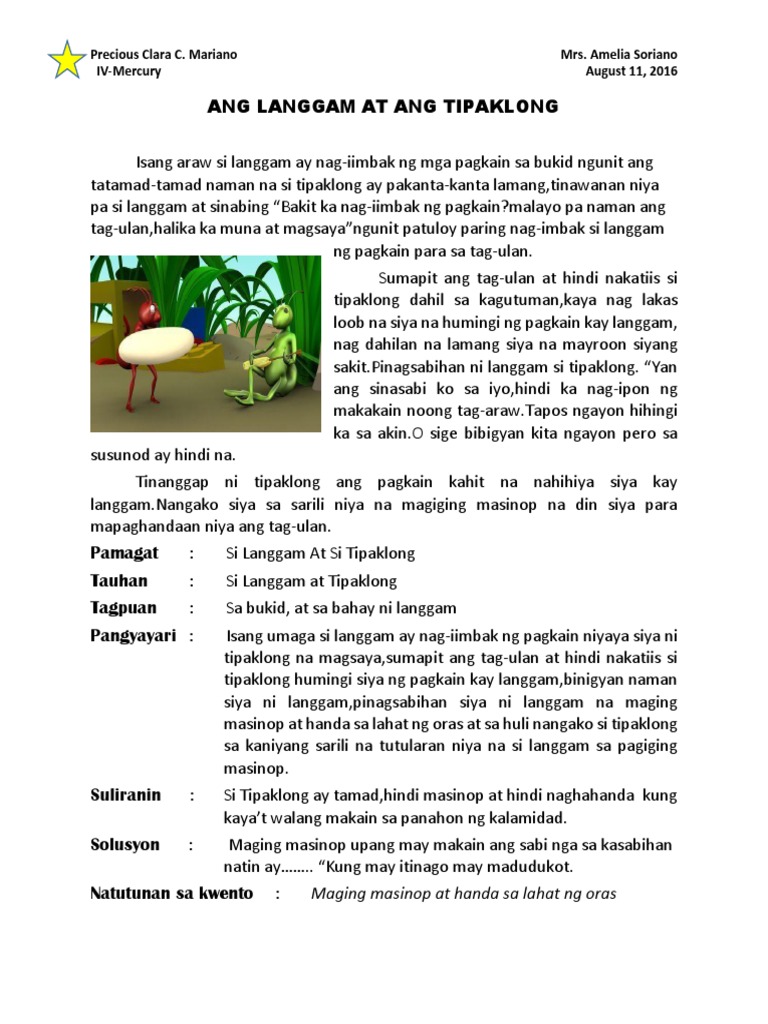 Ang Langgam at Ang Tipaklong | PDF