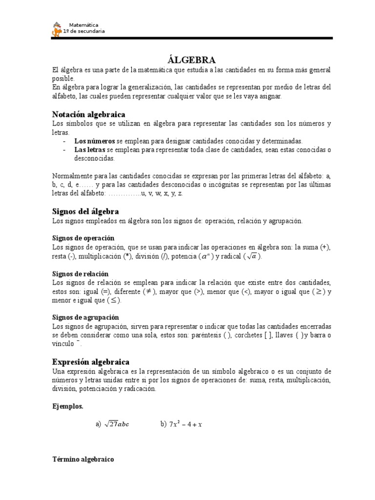 introducción al algebra | PDF | Álgebra | Multiplicación