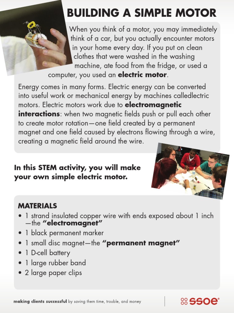 Build A Simple Motor Activity | PDF | Electric Motor | Magnetic Field