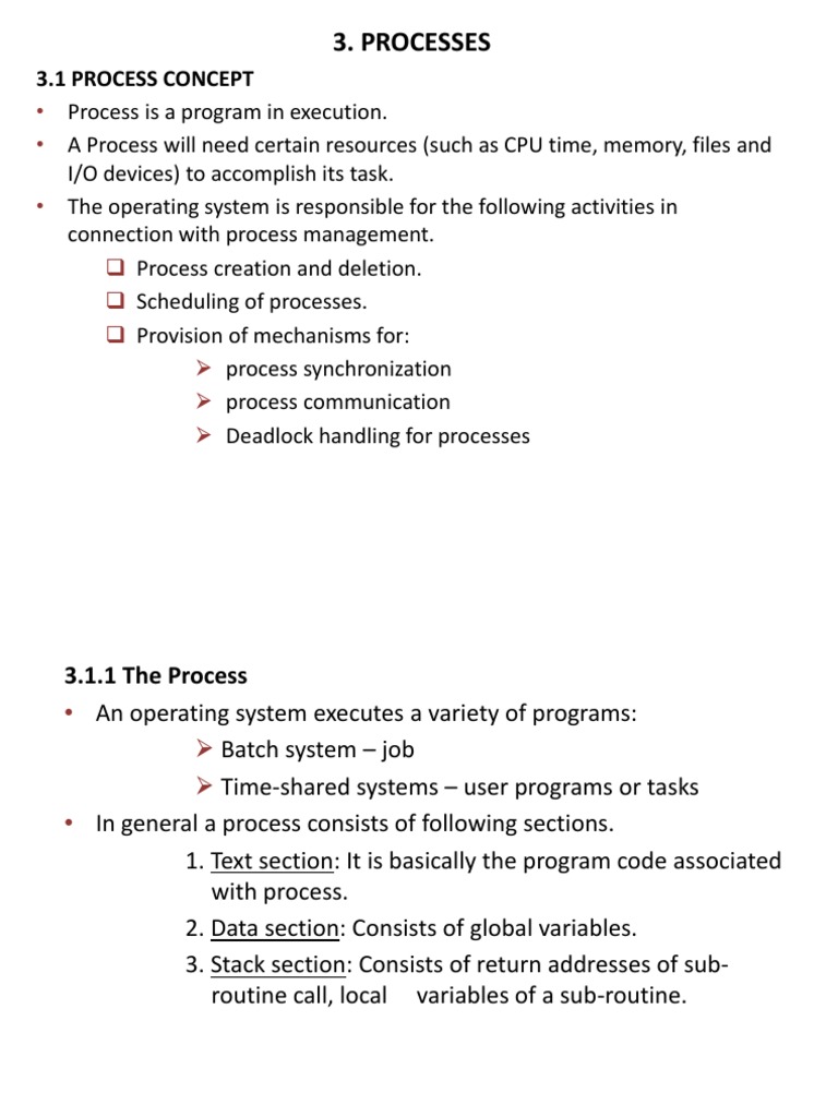 Processes: 3.1 Process Concept | PDF | Scheduling (Computing) | Process ...