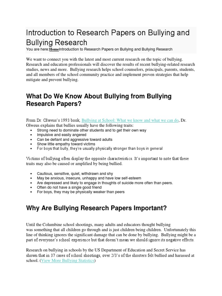Overview of Bullying Research Insights | PDF | School Shooting | Bullying