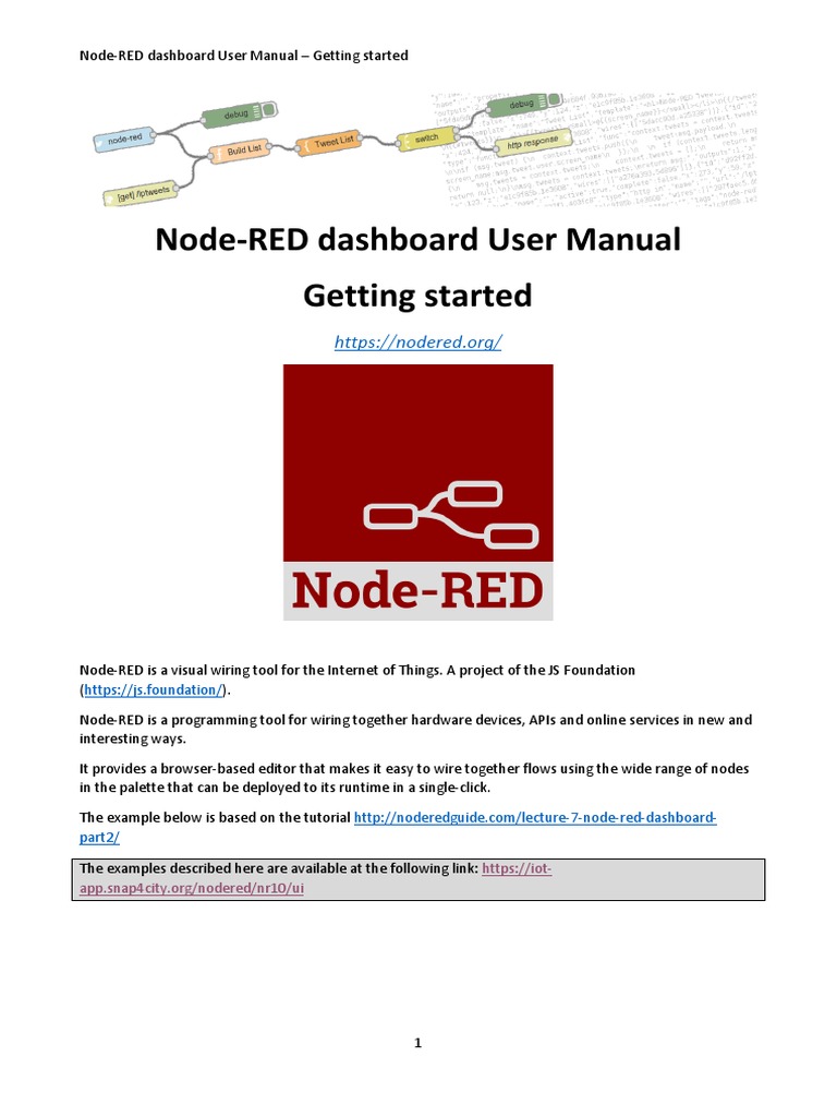Node-Red Getting Started PDF | PDF | Computing | Software
