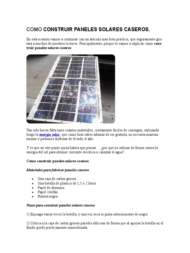 Construir Paneles Solares Cómo Construir Un Sistema Solar Con