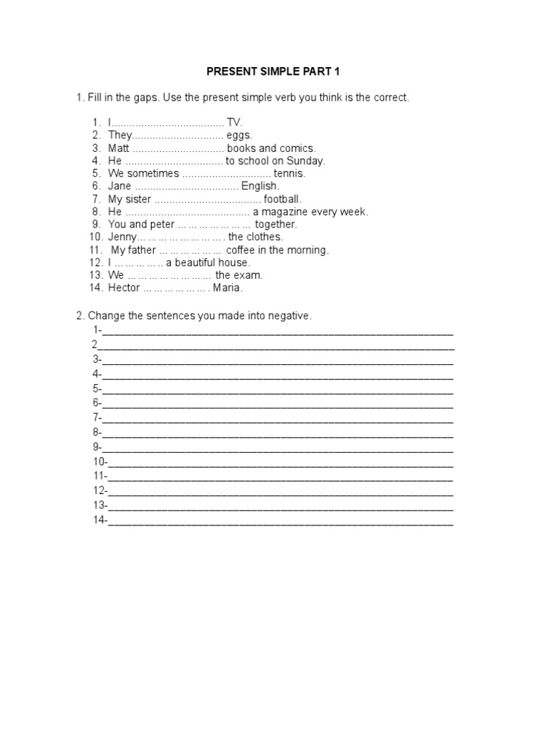 Present Simple Part 1 | PDF