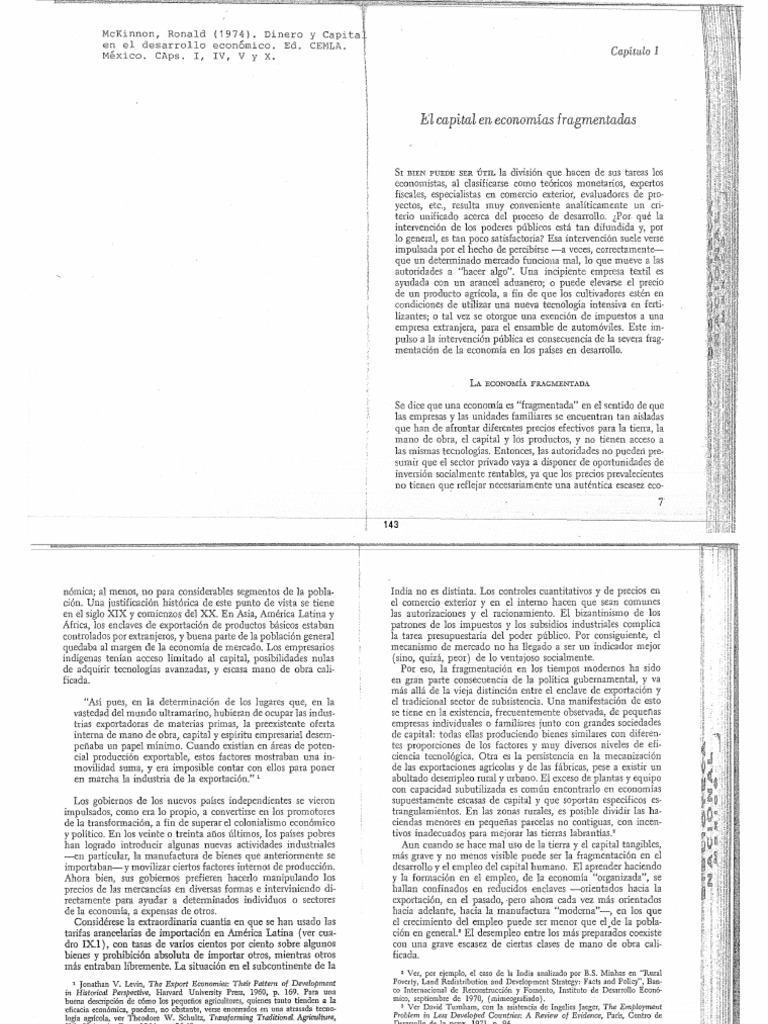 LEC 4a Mckinnon - Dinero y Capital | PDF | Capital (economía) | Ahorro