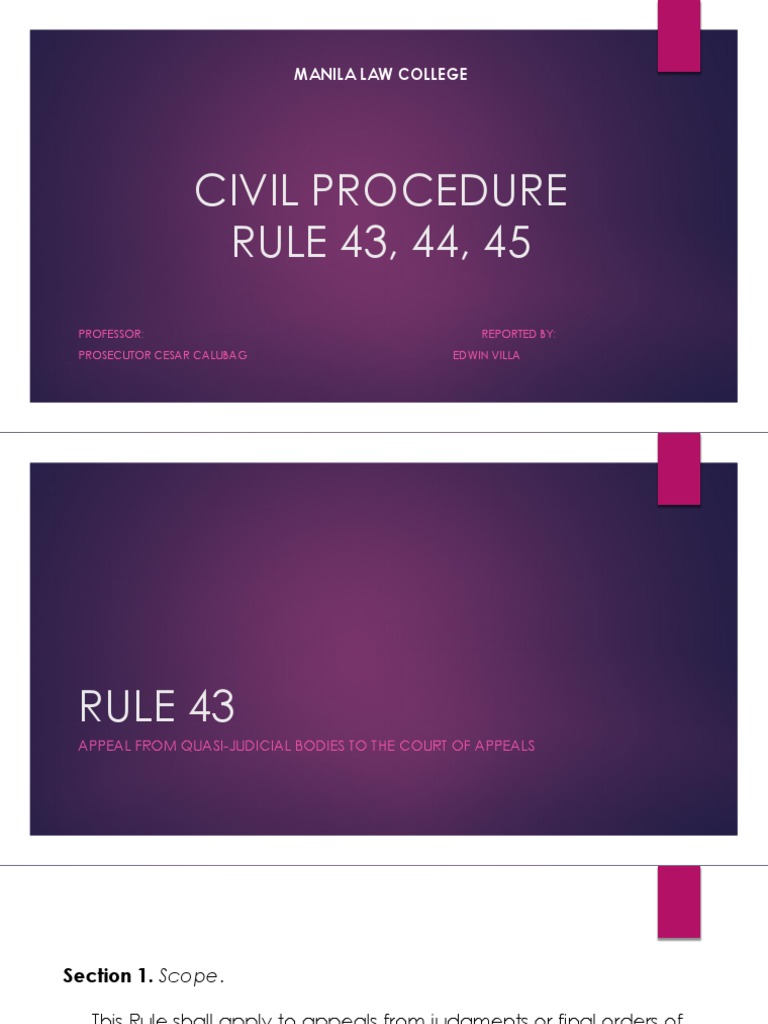 Civpro Report Rule 43 | PDF | Brief (Law) | Judgment (Law)