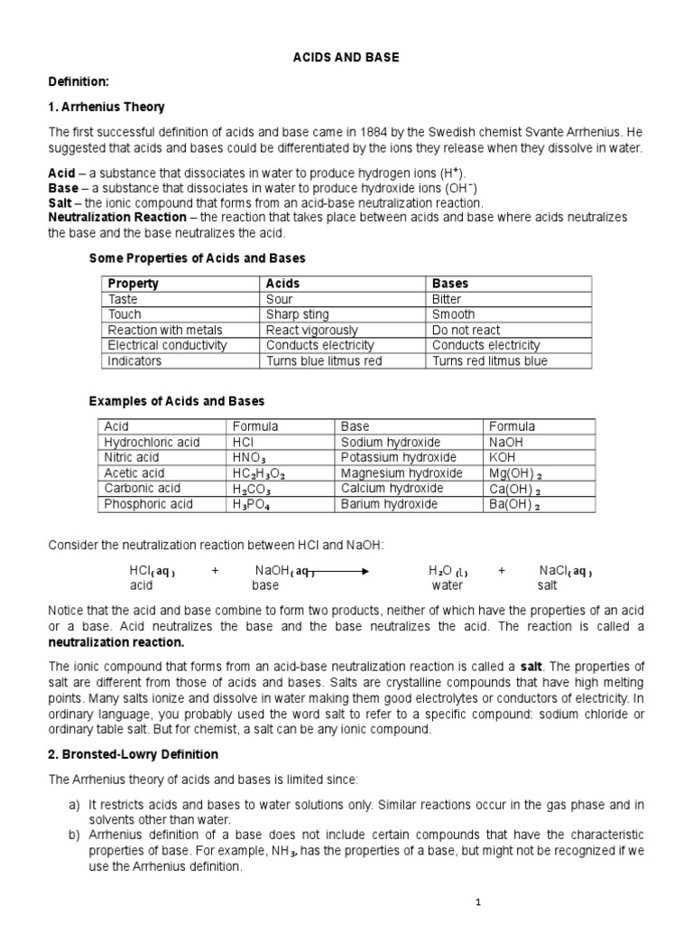 General Chemistry - Acids and Base | PDF | Acid | Ion