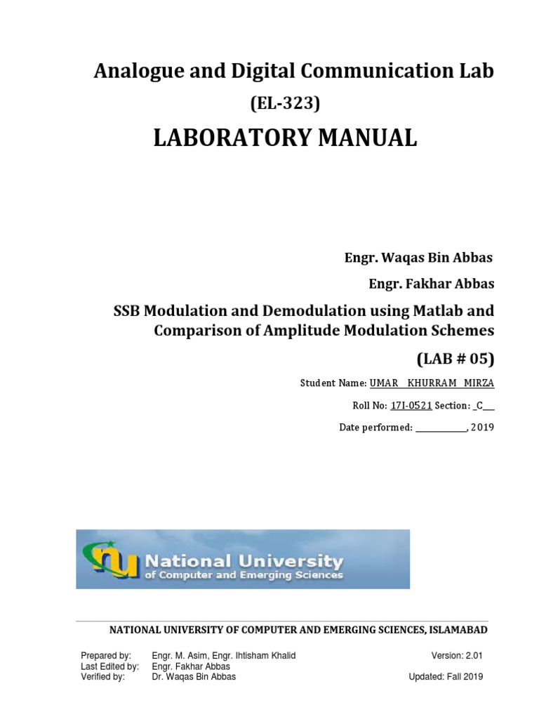 ADC Lab 05 AM Matlab | PDF | Modulation | Telecommunications Engineering