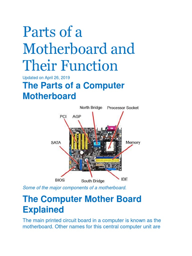 Parts of A Motherboard and Their Function | PDF | Bios | Random Access ...