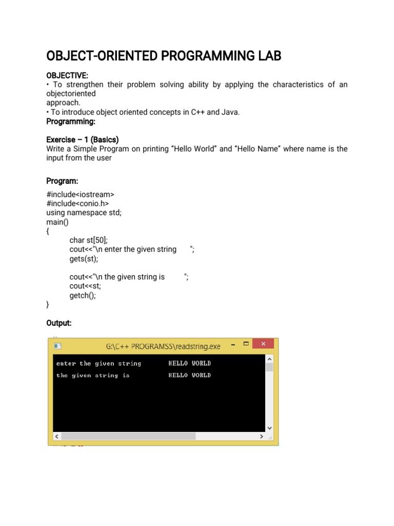 Lab Manual OOPS R16 | PDF