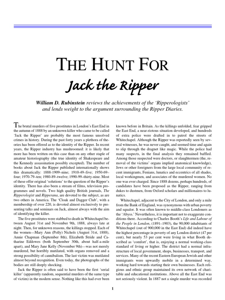 Ripper PDF | PDF | Jack The Ripper | Violence