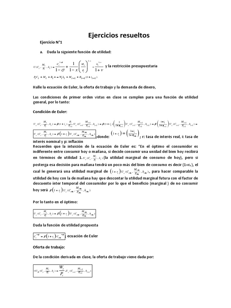 Ejercicios Resueltos | PDF | Utilidad marginal | Utilidad
