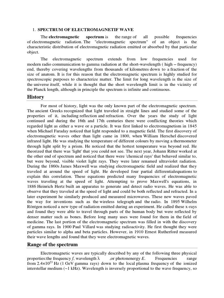 History: Spectrum Is | PDF | Electromagnetic Spectrum | Electromagnetic ...
