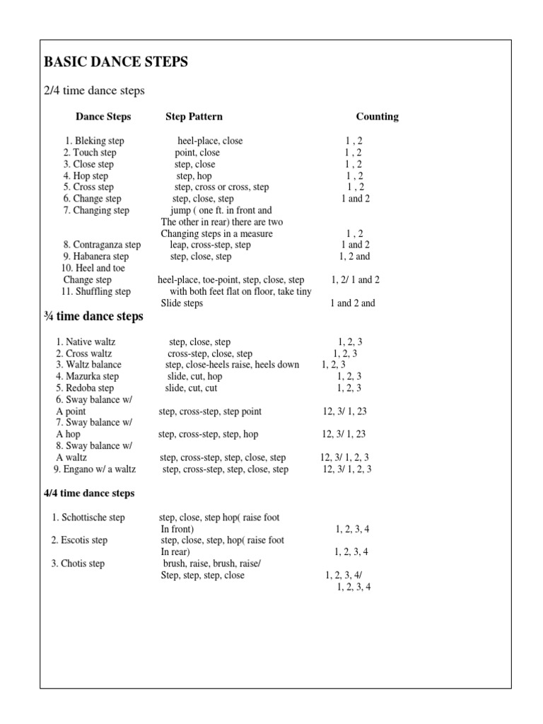 Basic Dance Steps | Download Free PDF | Dances | Social Dance
