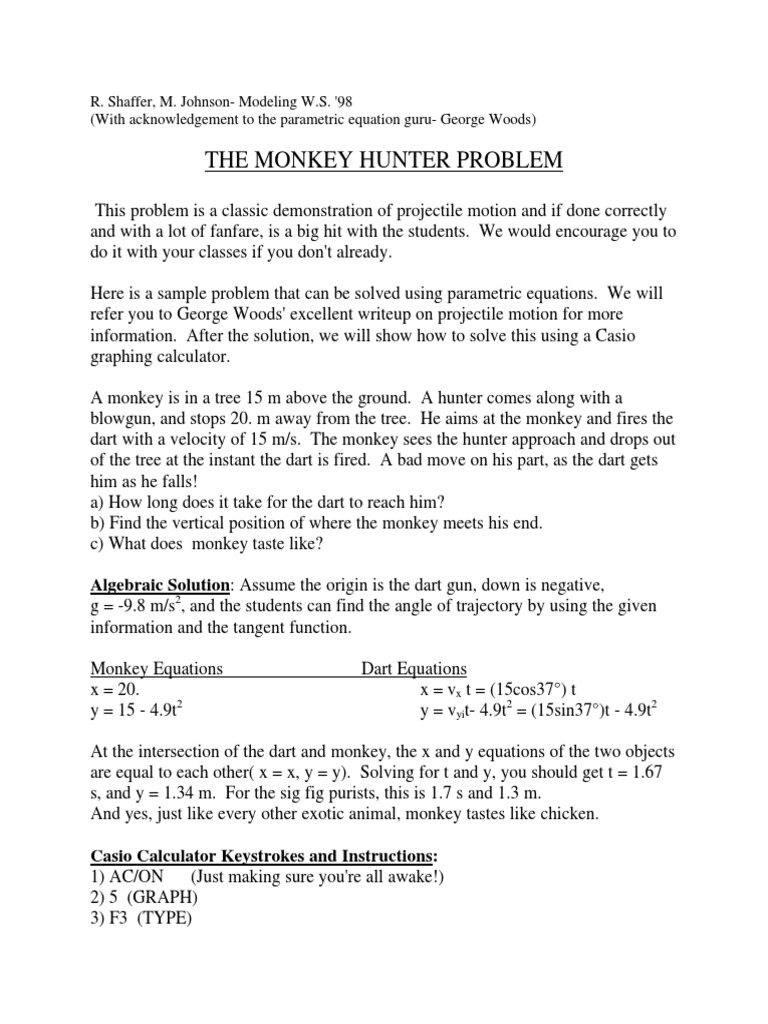 Monkey Hunter PDF | PDF | Equations | Physics