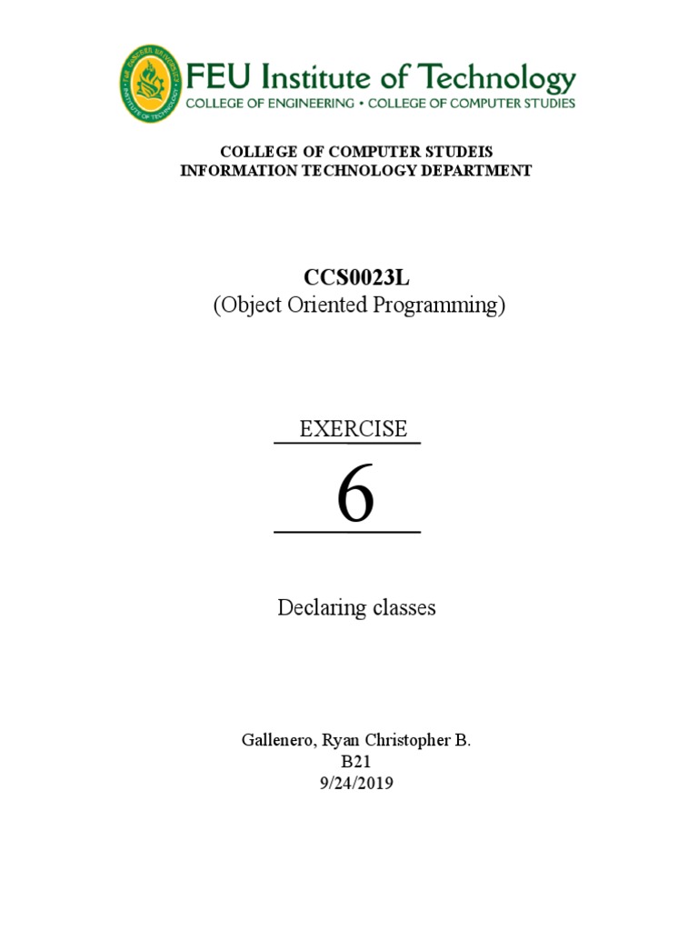 Lab6 Gallenero Pdf Constructor Object Oriented Programming Programming 6183