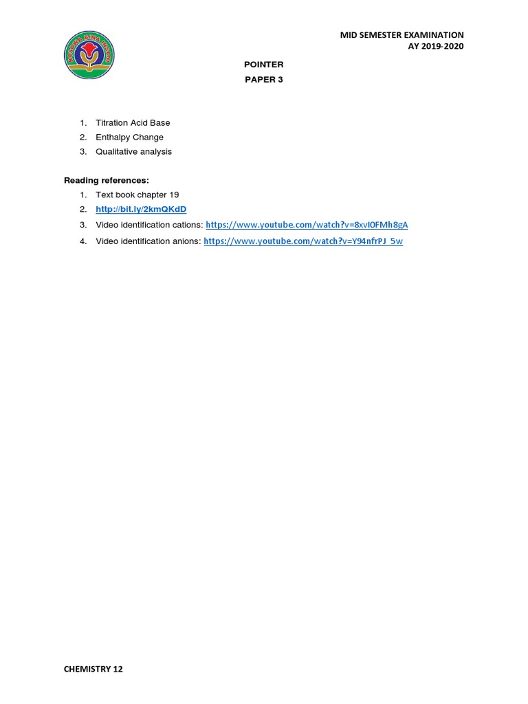 POINTER Mock Exam Grade 12 2019-2020 | PDF | Chemical Reactions | Aldehyde