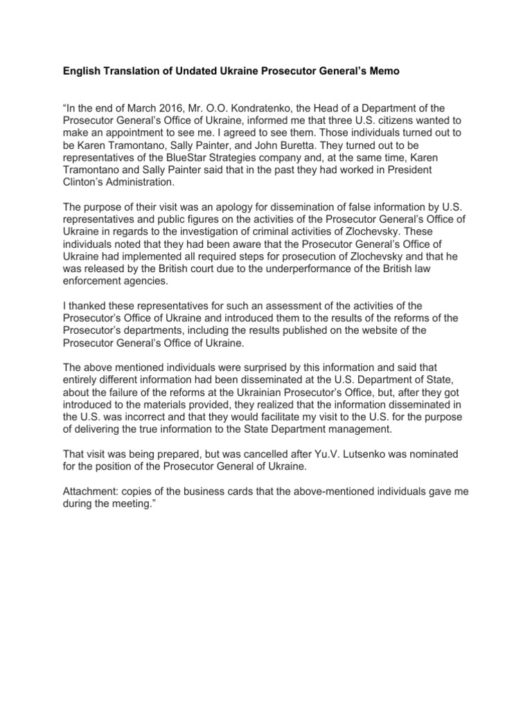 Ukraine PGO Memo Translation | PDF | Law