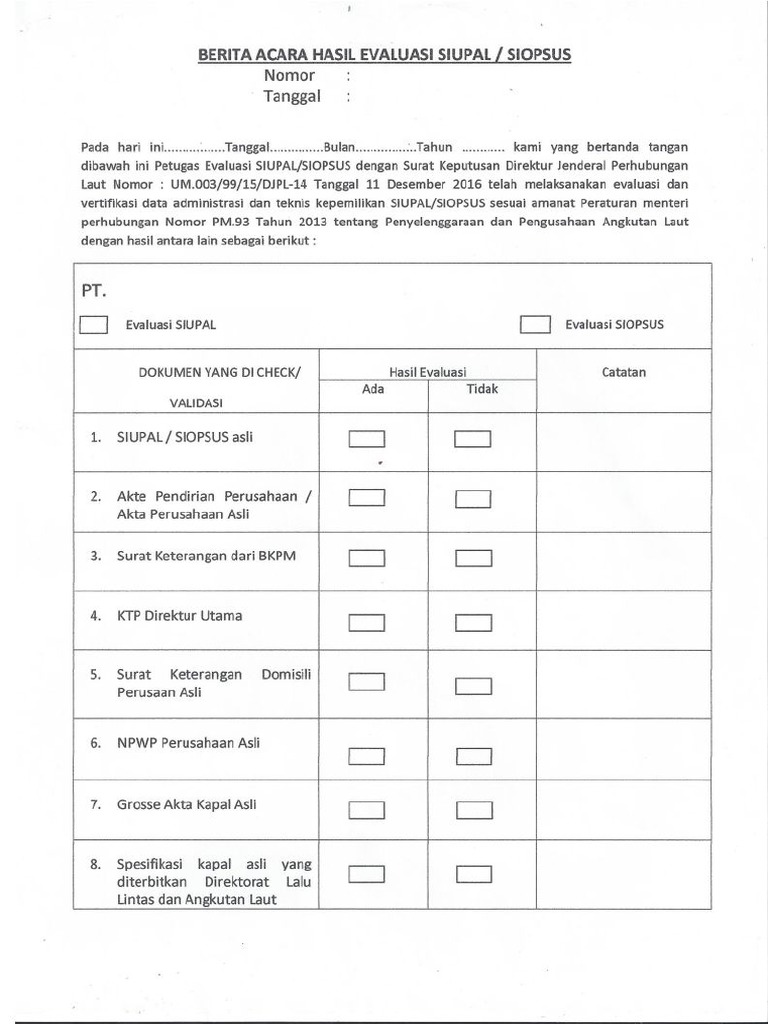 Check List Endorses Siupal | PDF