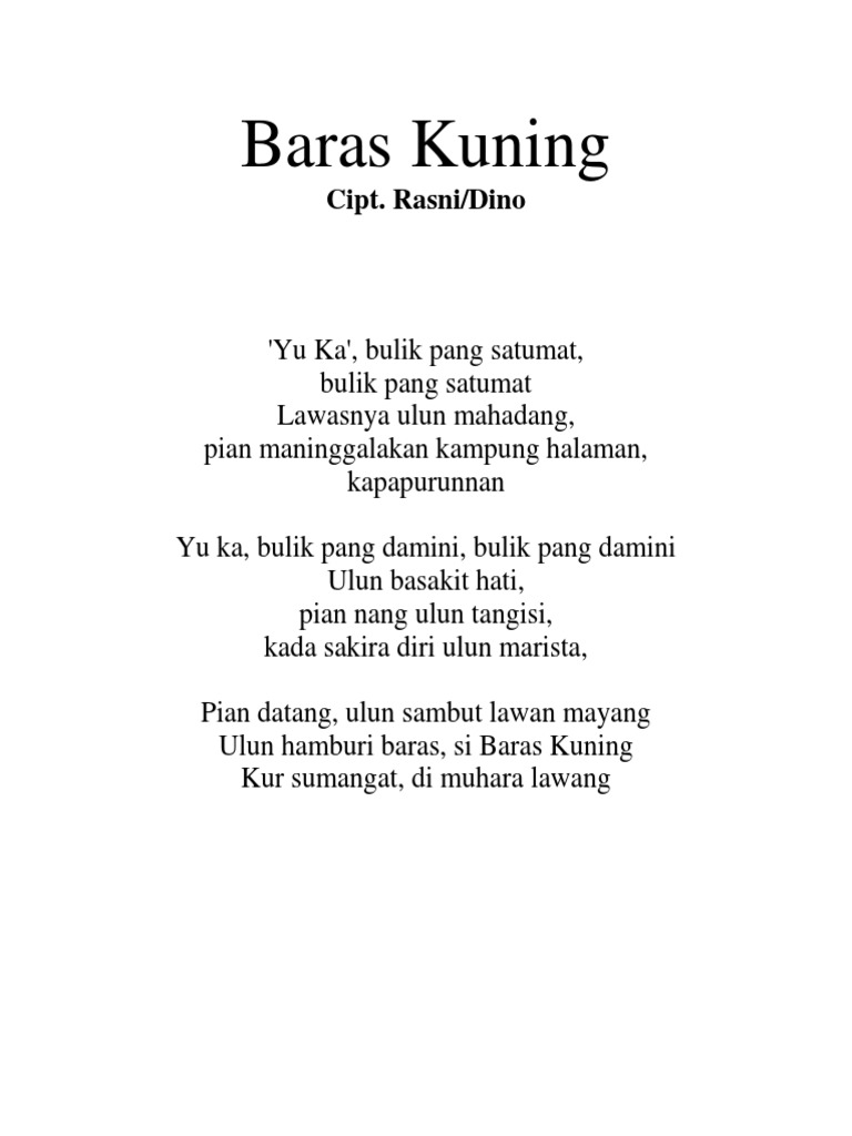 Baras Kuning: Cipt. Rasni/Dino | PDF