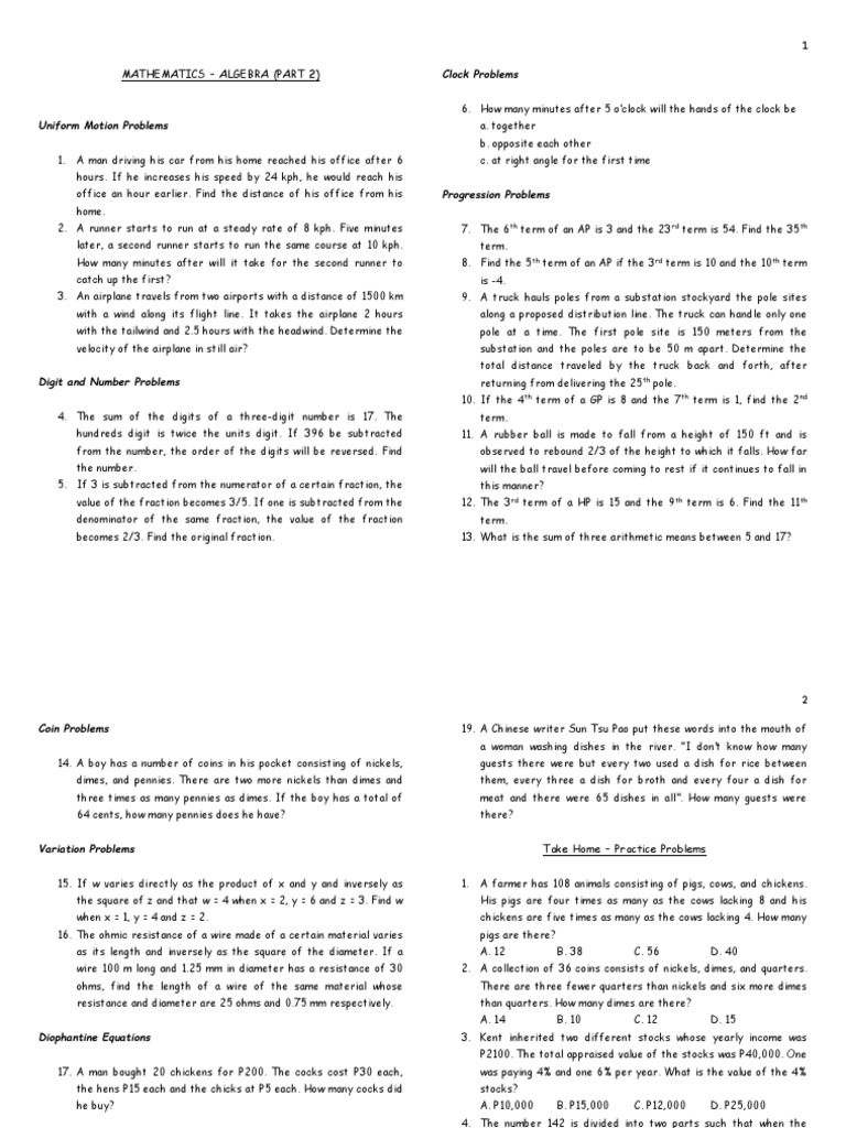 Algebra & Problem Solving Guide | PDF | Penny (United States Coin ...