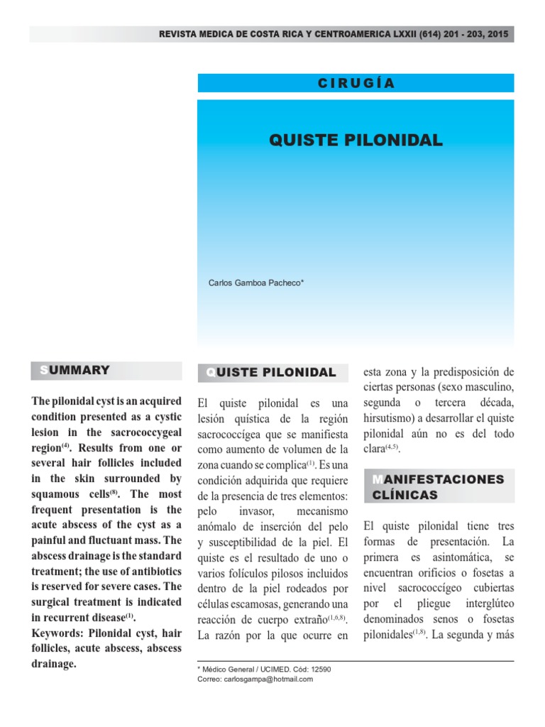 Quiste Pilonidal: Diagnóstico y Tratamiento | PDF | Estadísticas ...
