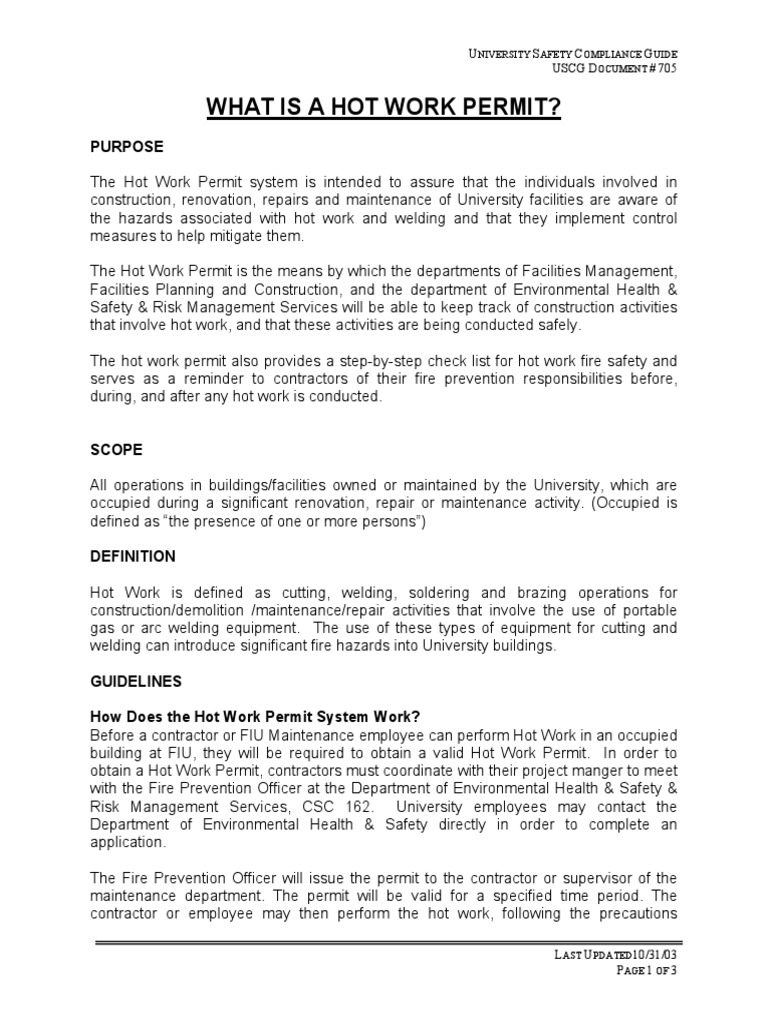 What Is A Hot Work Permit PDF | PDF | Risk Management | Fire Safety