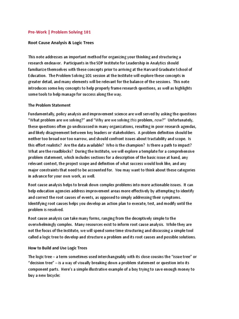 Fullerton Problem Solving 101 Pre Reading | PDF | Leadership | Money