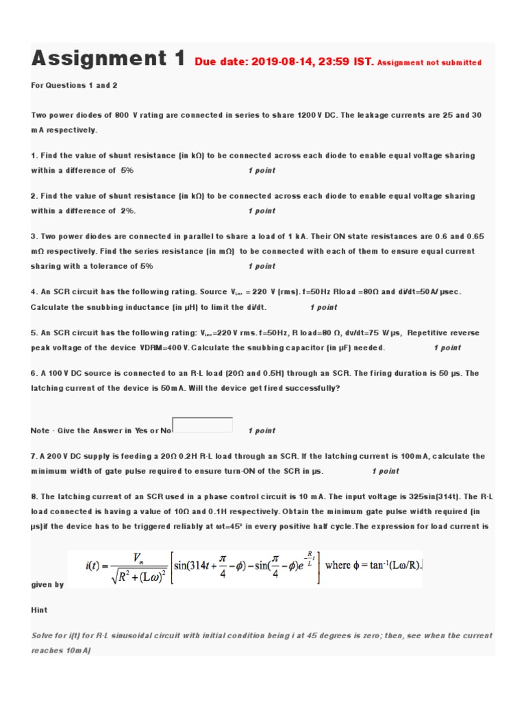 Assignment 1 | PDF | Rectifier | Electrical Network