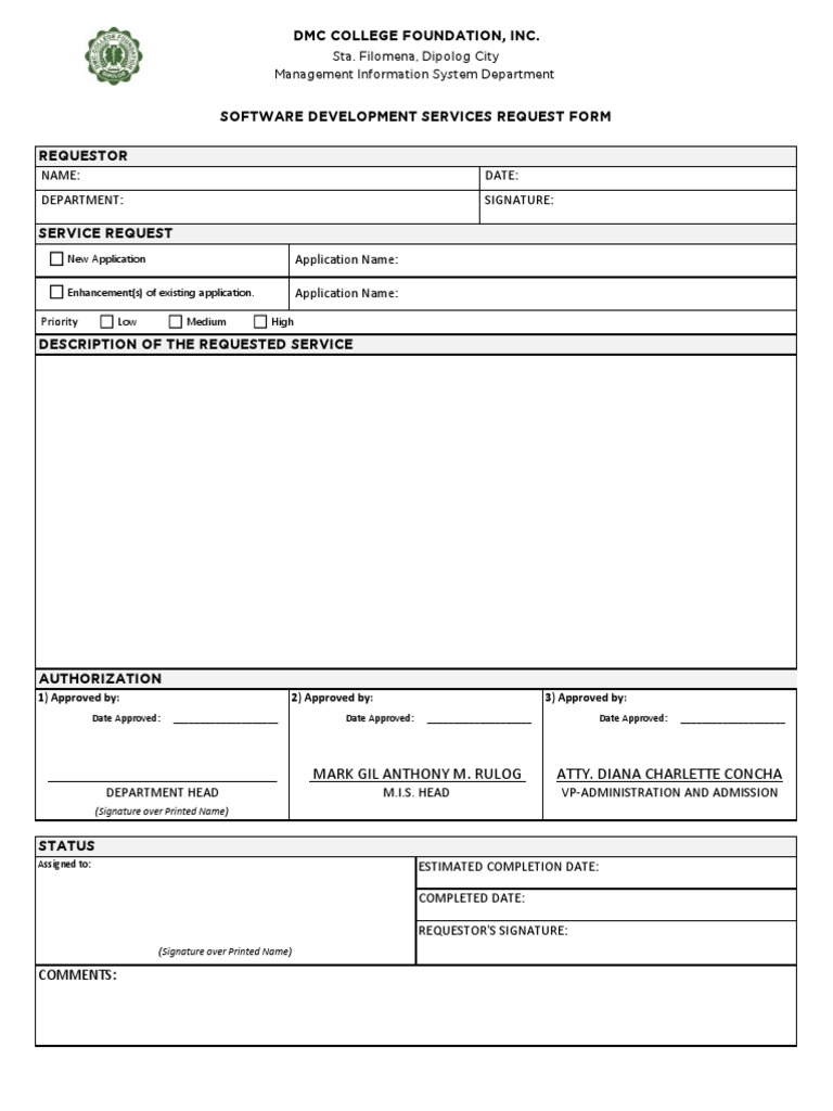 MIS Service Request Format | PDF | Business | Finance & Money Management